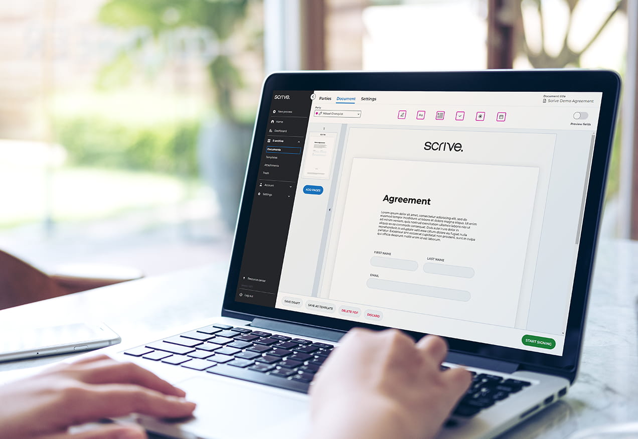 Test to send and sign a document with Scrive - Scrive